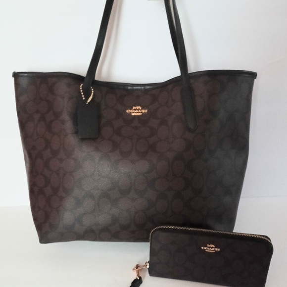 Coach | Bags | Coach City Signature Brown And Black Tote Bag 5898 With ...